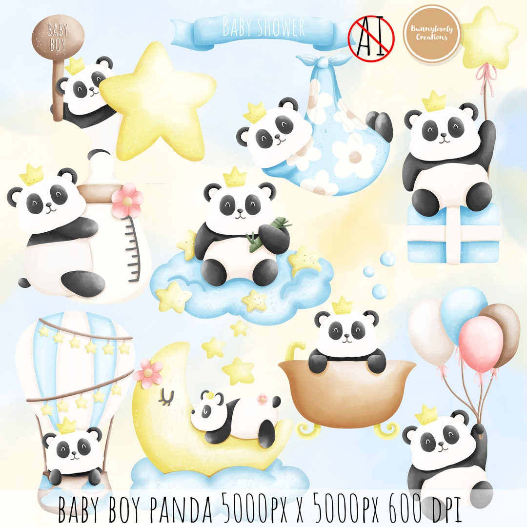 Panda Baby Shower, Baby Boy Clipart, Panda Baby Boy Clipart, Panda PNG ...