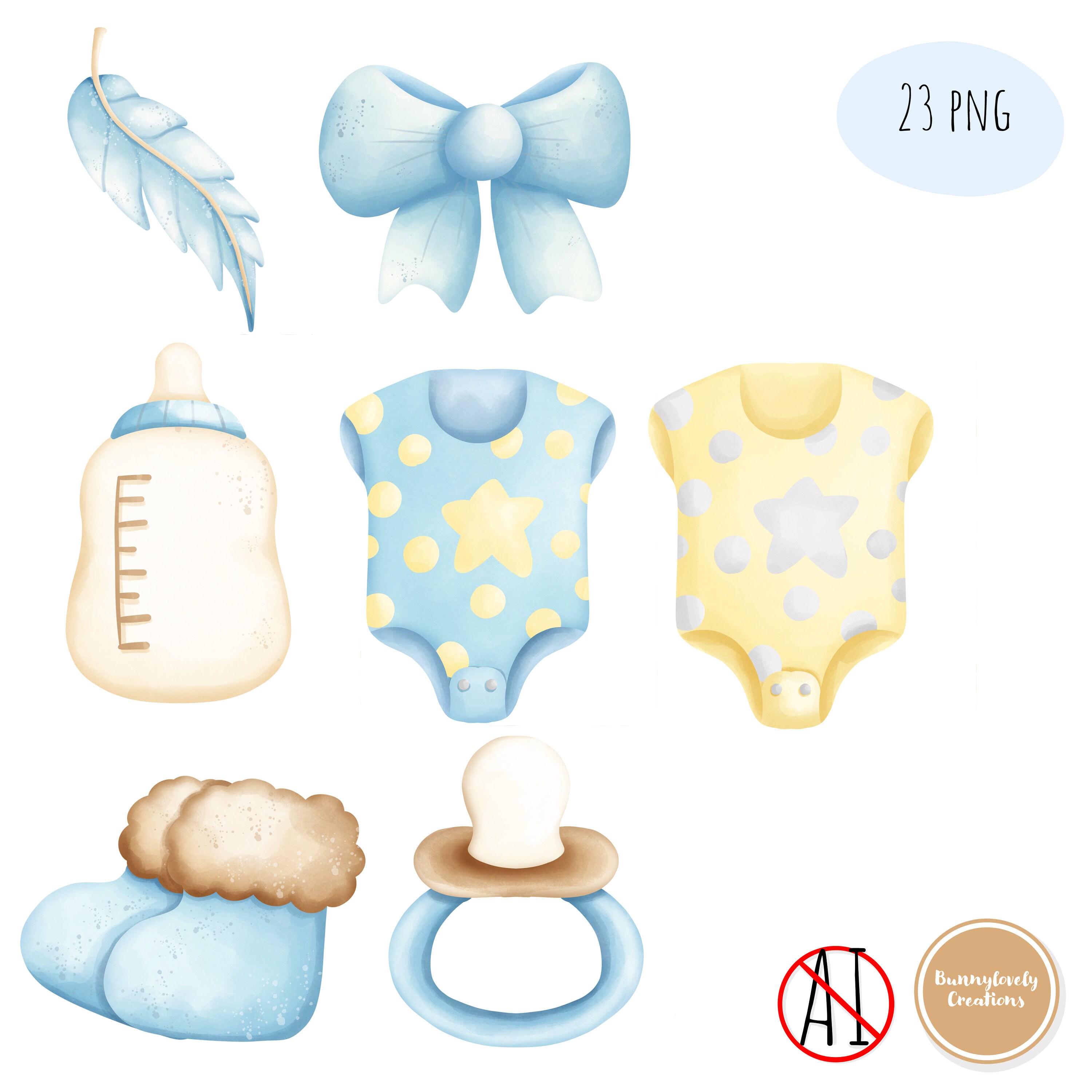 Teddy Bear Baby Boy Clipart: Baby Shower Nursery Decor (PNG Digital ...