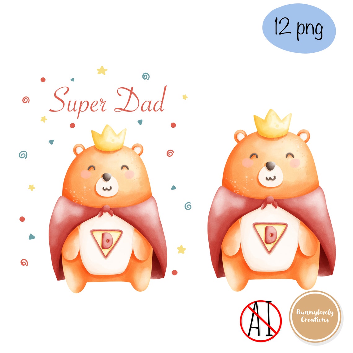 Father's Day Bear Clipart: PNG Graphics (digital Download) - Etsy