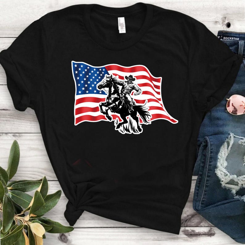 USA Flag Cowboy SVG PNG Files + Cowboys Font File Cowboys Bull Western ...