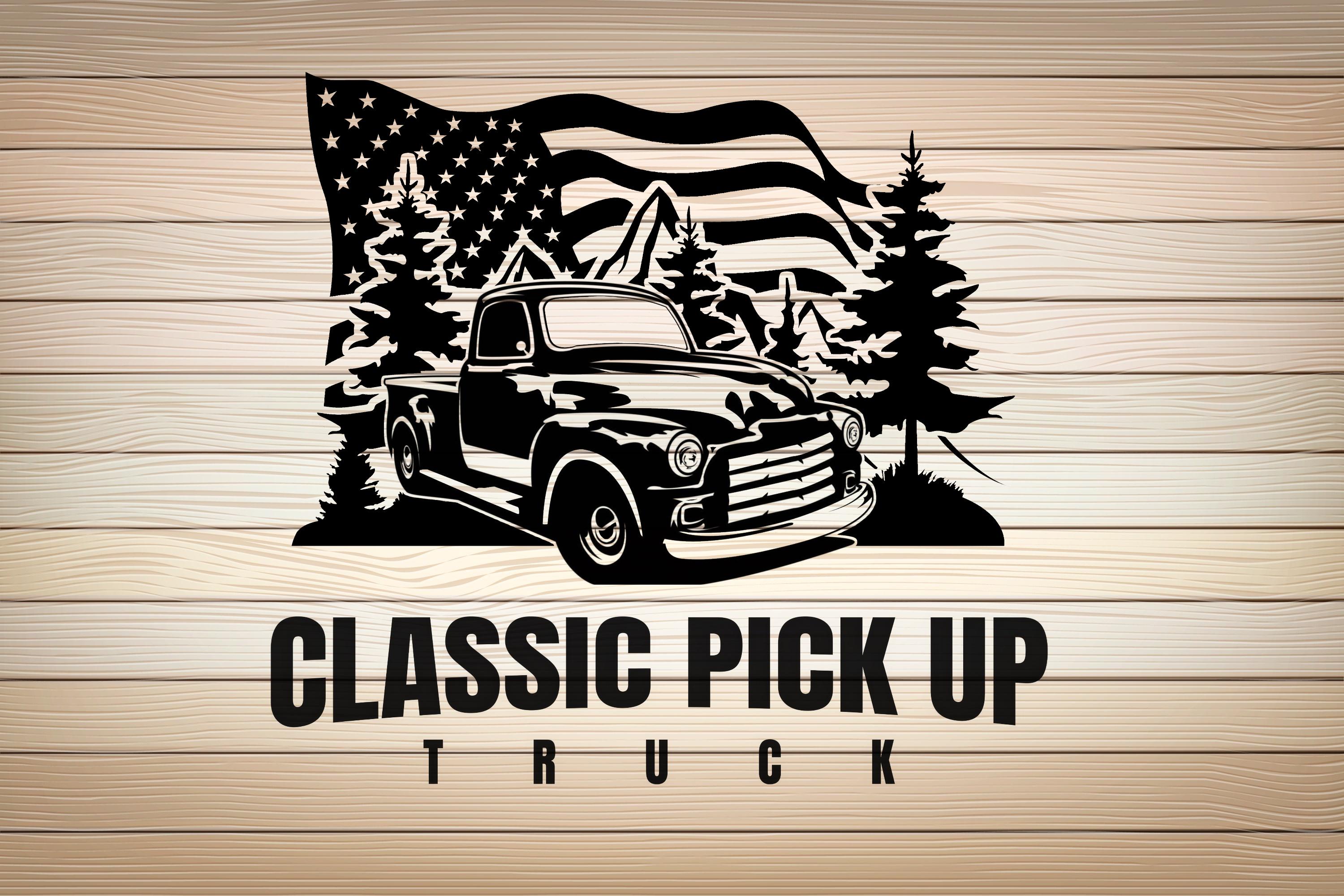 US Flag Classics Truck Pick up SVG PNG File Old Car Pickup Mountain Svg ...