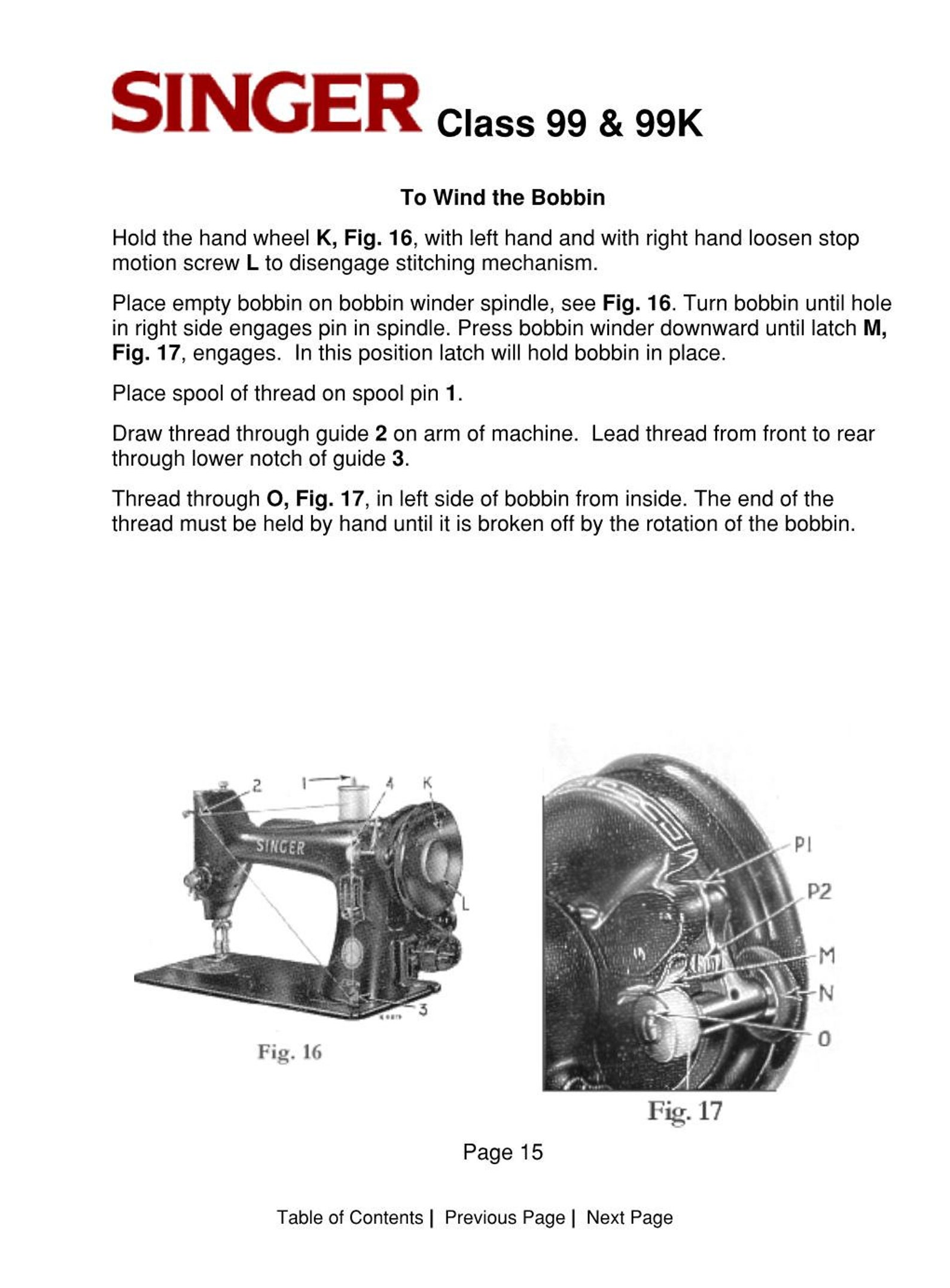 SINGER Class 99 and 99k Instruction Manual PDF Manual PDF Download ...