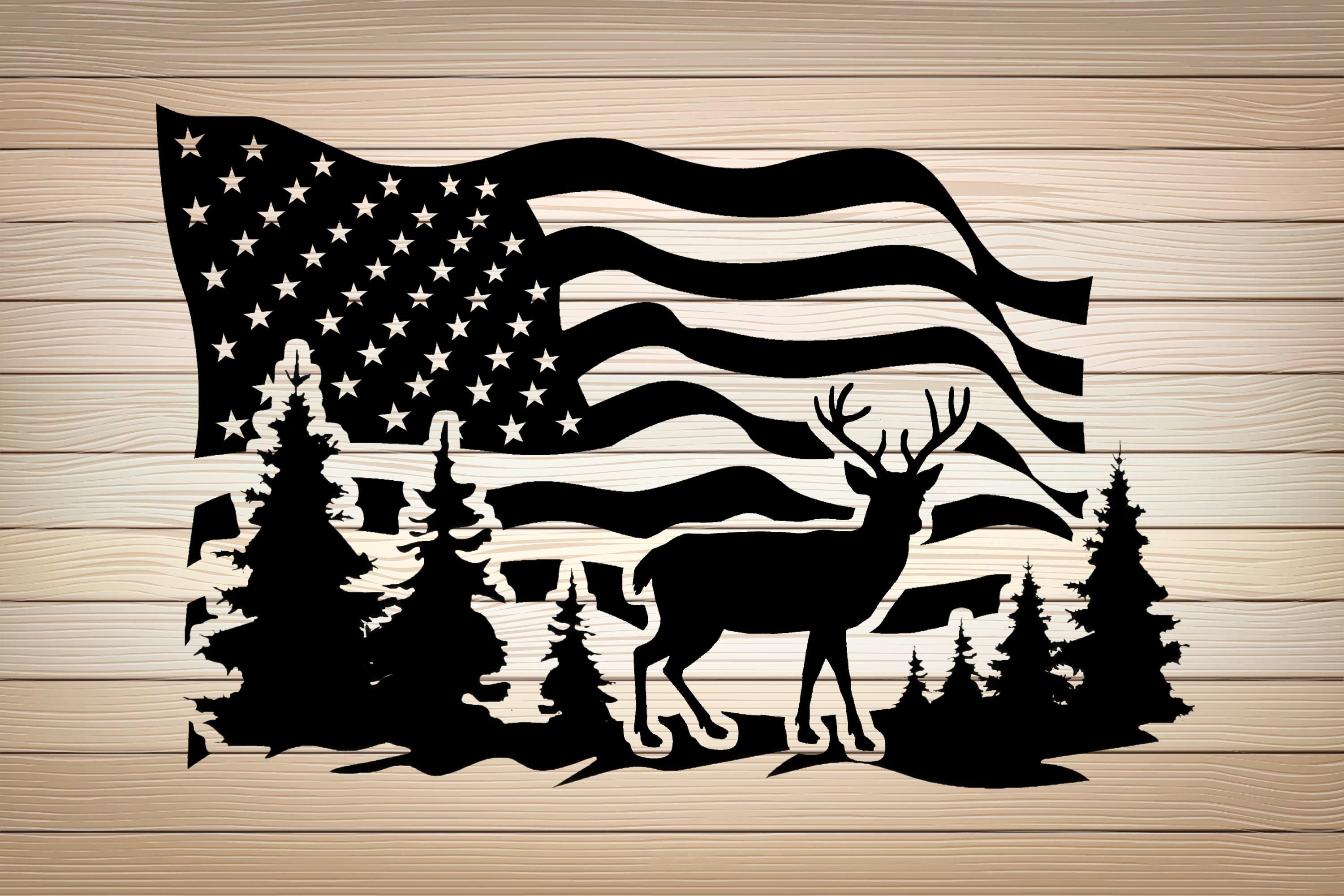 Deer Hunting Flag PNG SVG File Deer Hunting Svg Deer Forest Flag Svg ...