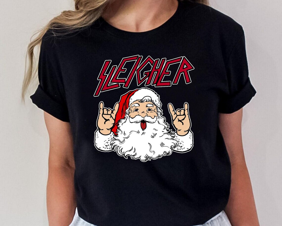4 X Sleigher Rock Santa Claus PNG SVG Files Santa Heavy Metal Christmas ...