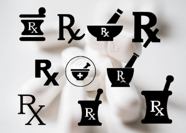 10 X Set Pharmacy Rx Symbol Medicine Symbols SVG PNG Pharmacy Chemist Apothecary Craft Svg Png ...
