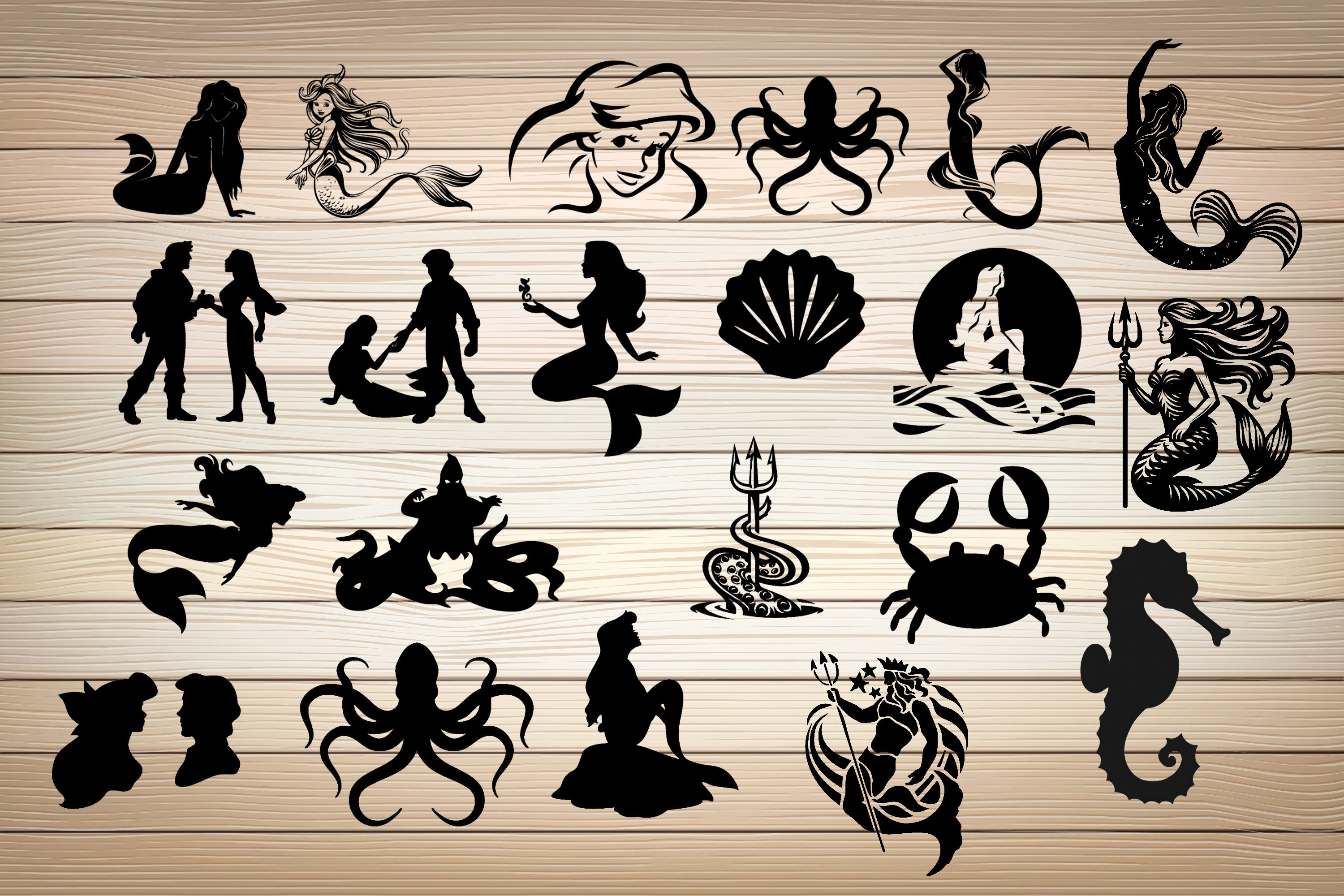20 X the Little Mermaid SVG PNG Files Mermaid Svg Ariel Flounder King ...