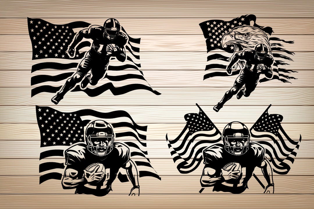 4 X American Football Player SVG PNG Usa Flag Football Svg Football ...