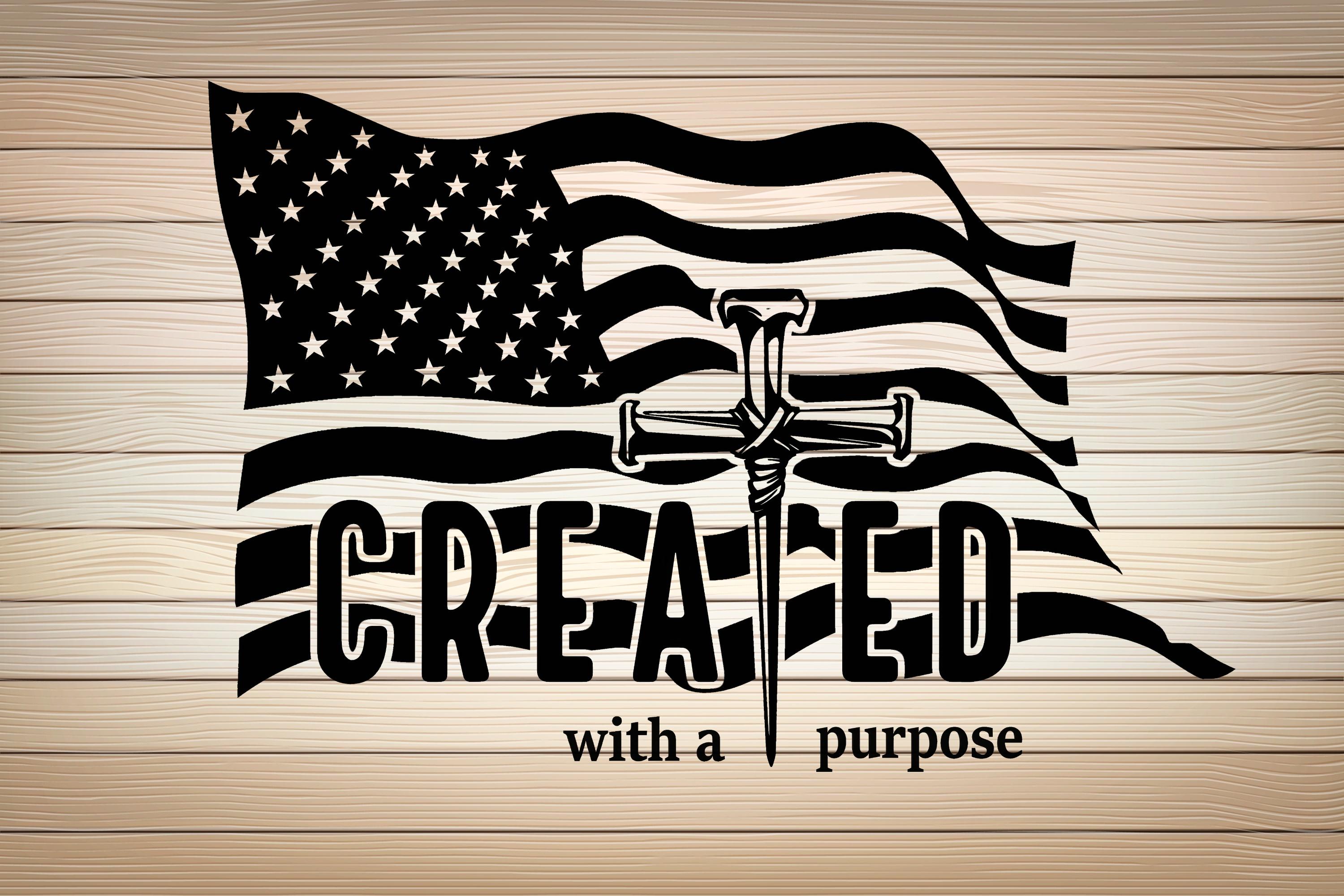 USA Flag Created With a Purpose SVG PNG File Nail Cross Svg Christian ...