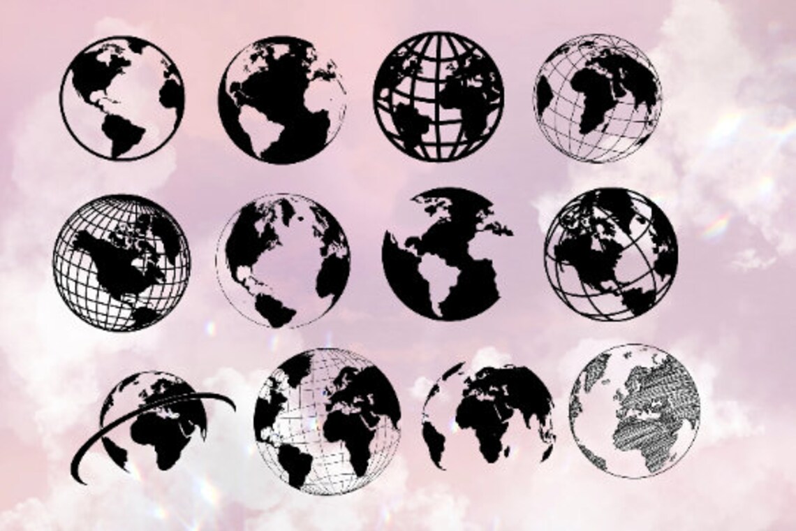 13 X Earth Globe PNG SVG Files Bundle Earth Vector Svg Earth 3D Cut ...