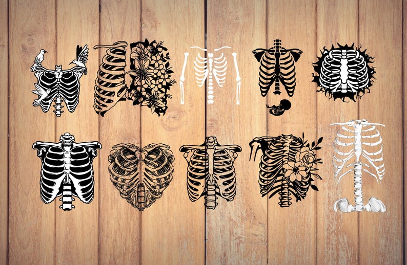 10 X Skeleton Rib Cage PNG SVG Bundle Skeleton Rib Png Skeleton Rib ...