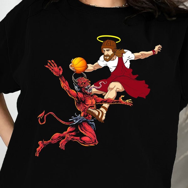 Jesus Crossing up the Devil - Etsy
