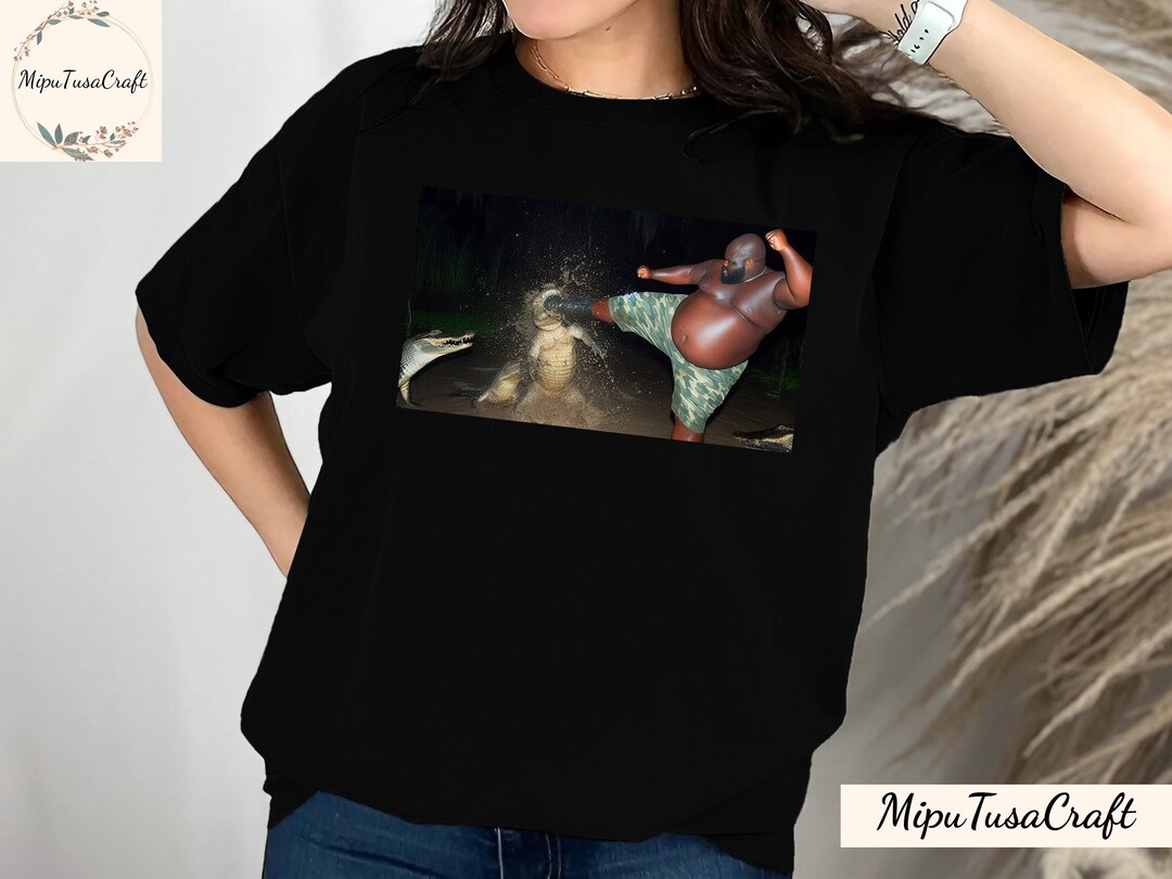 Man Kick Alligator in Swamp Tshirt, the Legend of Gumbo Slice Shirt ...