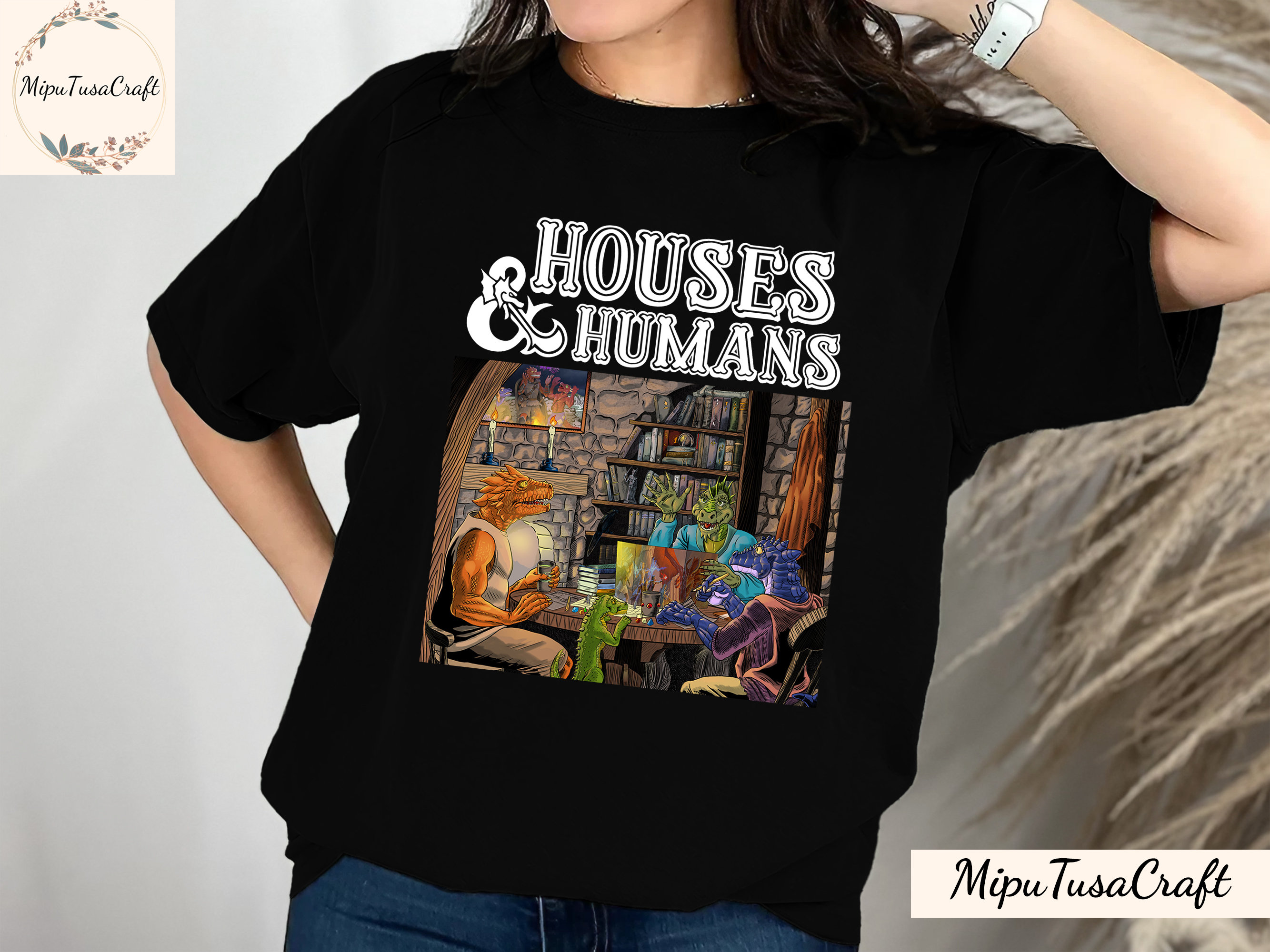 Dnd Houses and Humans Parody Funny Dungeons Roleplay Game T-shirt ...
