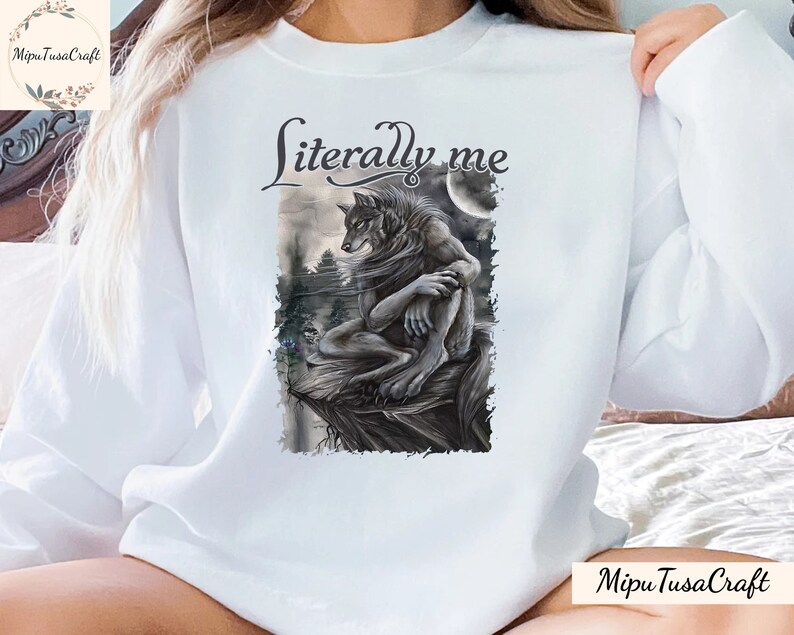 Sitting Wolf Shirt Literally Me Funny Meme Tshirt Grunge Clothing Aesthetic Emo Sigma Silly ...