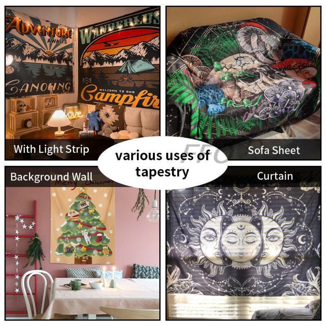 Psychedelic UV Magic Mushroom Tapestry Perfect for Black Light Parties ...