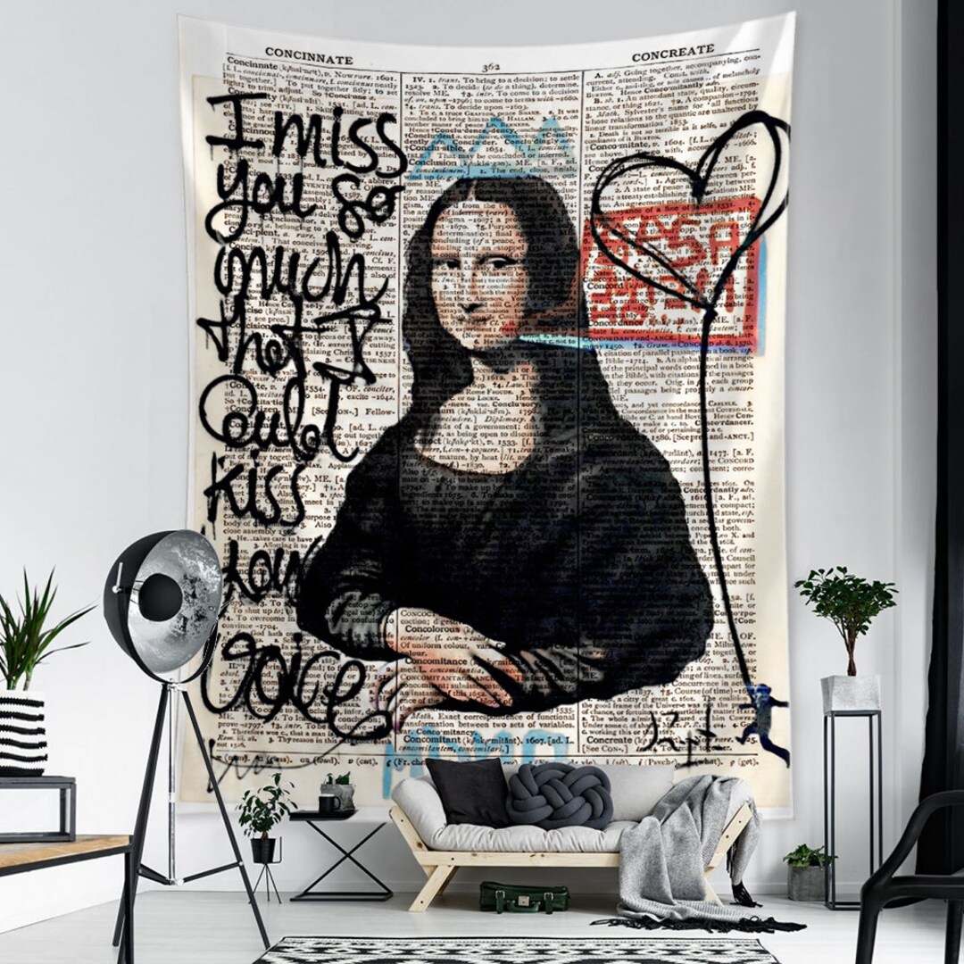 Mona Lisa Graffiti Tapestry Wall Hanging Boho Style Psychedelic ...