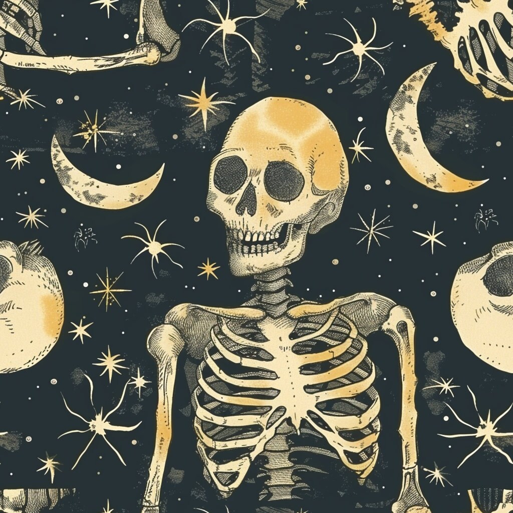 5 Cute Skeleton Tile Images - Digital Download - High Resolution ...