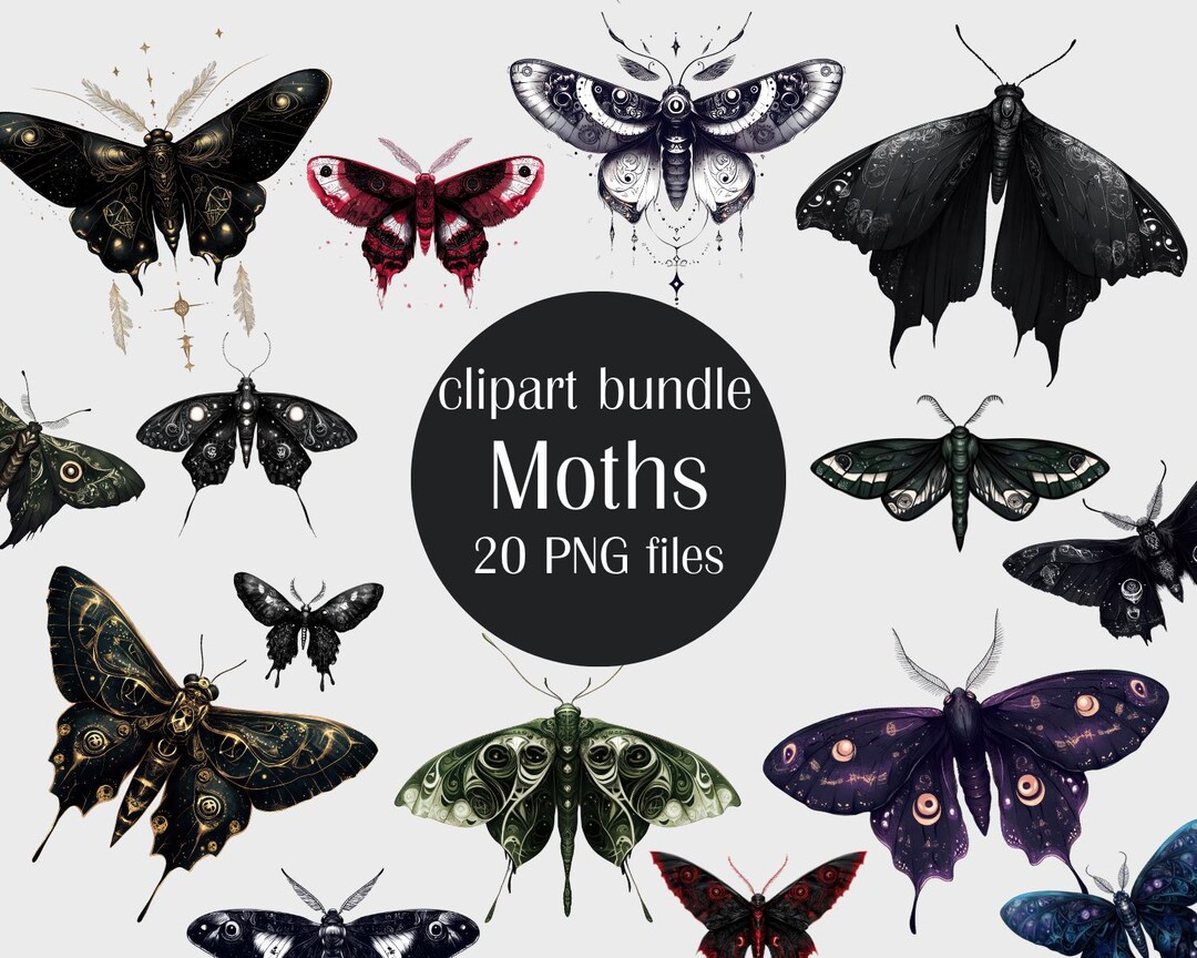 Gothic Moths High Quality Watercolor PNG Magical Dark Transparent ...