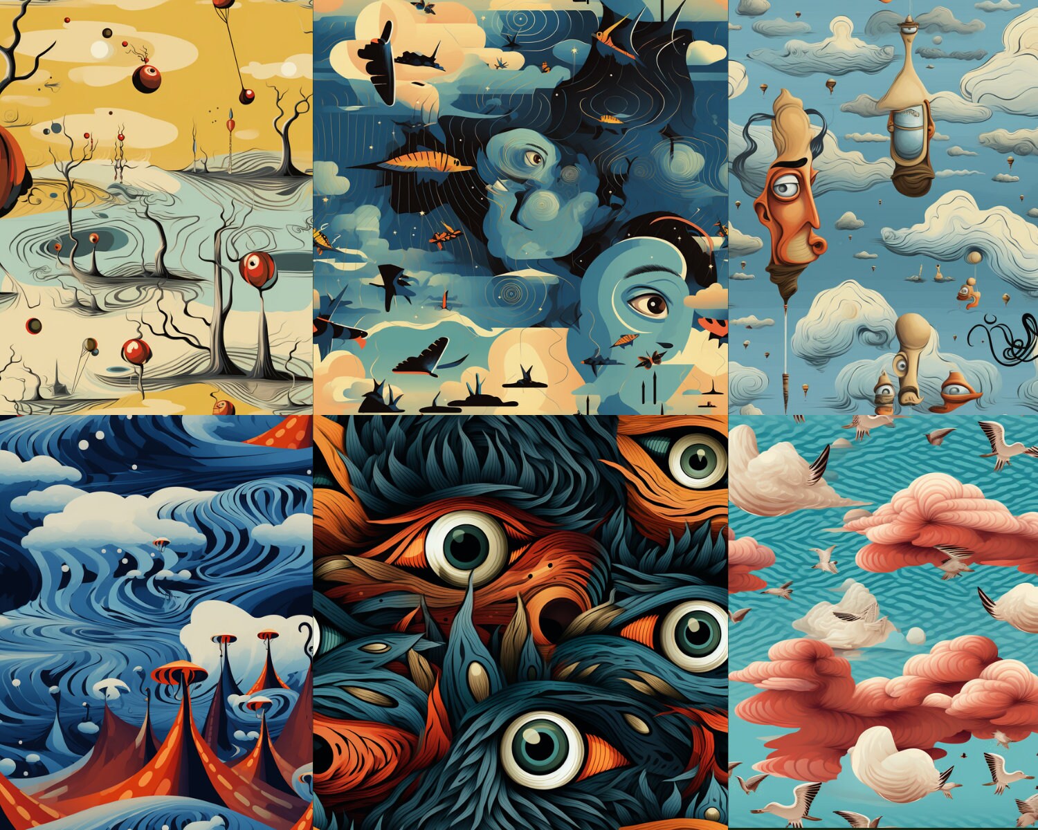 Salvador Dali Surrealism Digital Paper: Seamless Patterns (commercial ...