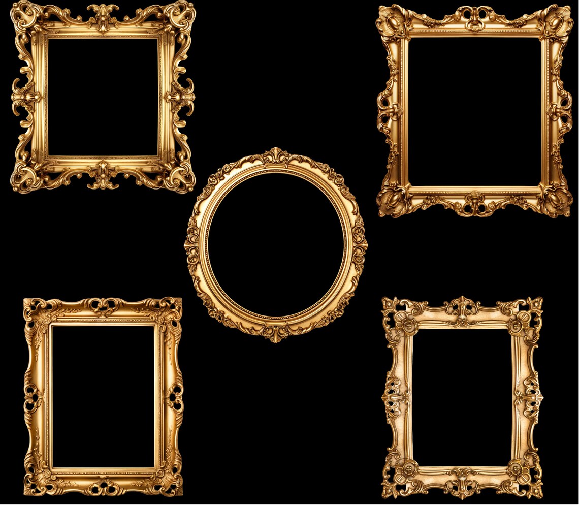 Antique Golden Frames Clipart Pack 20 Pngs Transparent Images - Etsy