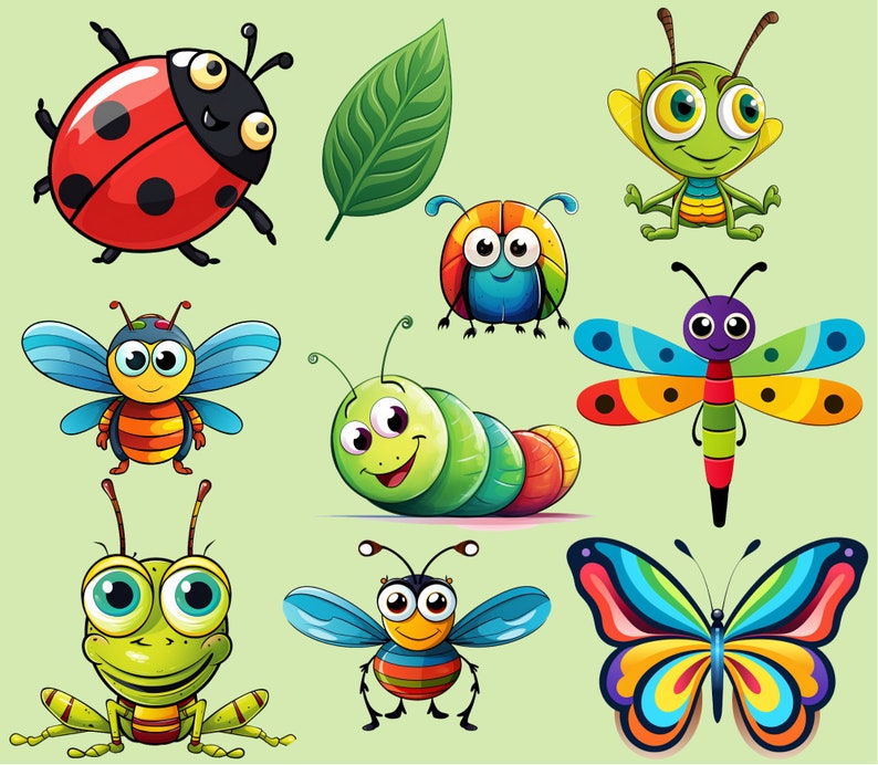 Cute Insects and Bugs Clipart Pack for Children's Books, Stickers ...