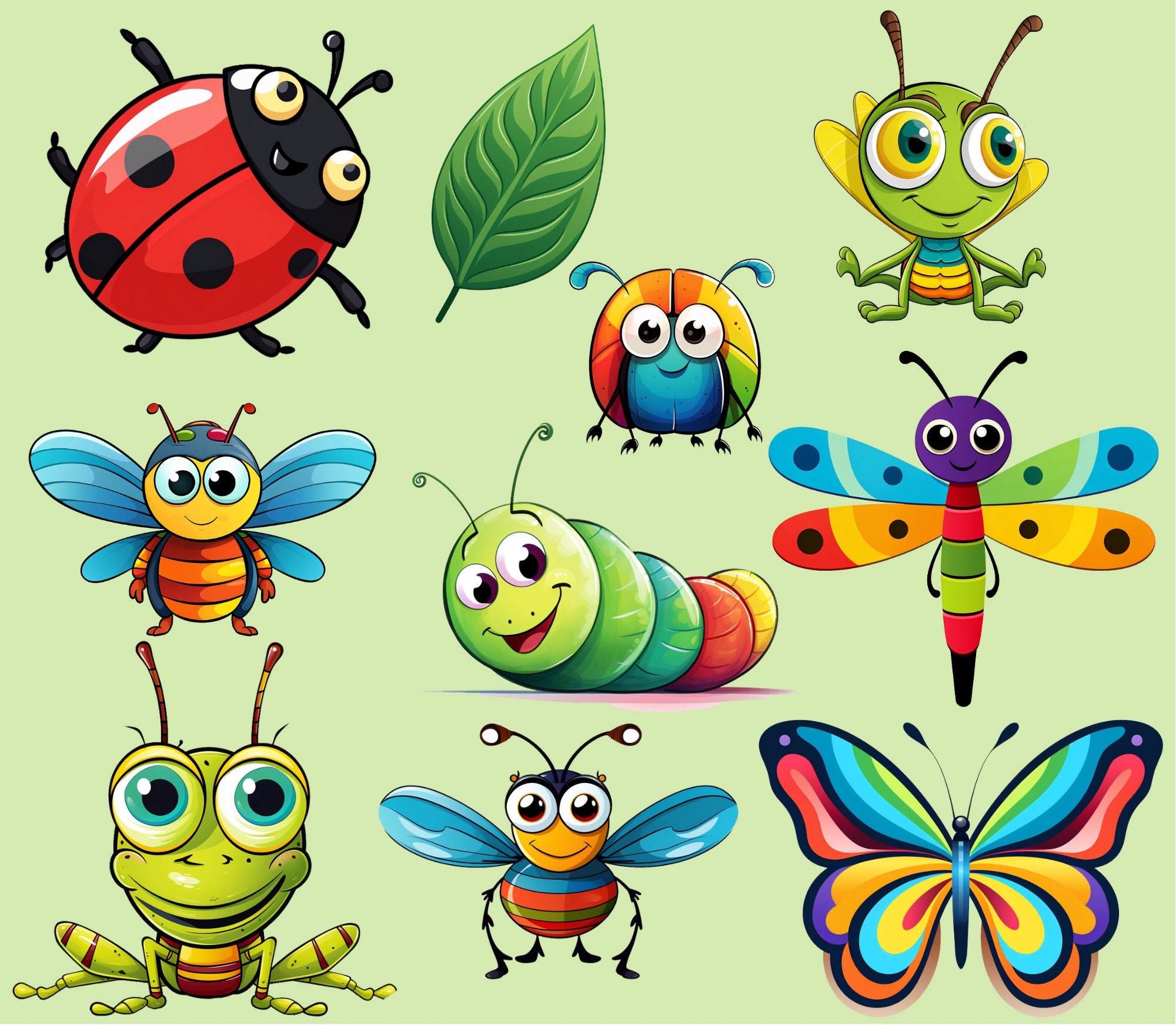 Cute Insects and Bugs Clipart Pack for Children's Books, Stickers ...
