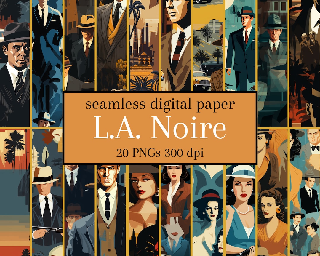 L.A. Noire Seamless Digital Paper: 1940s Detective Art (PDF Download ...