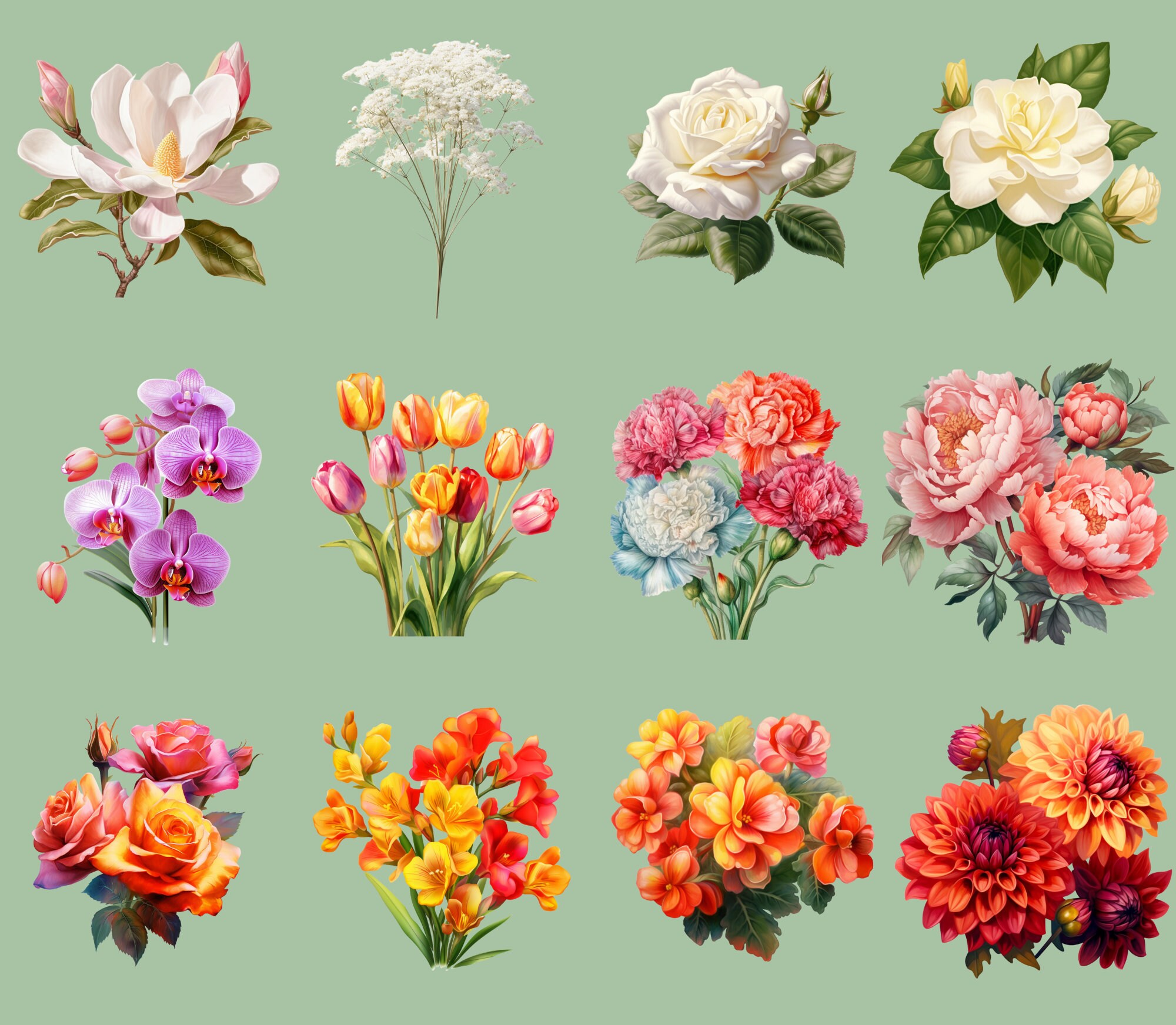 PNG Flowers Clipart for Wedding Invitation, Instagram Post and ...