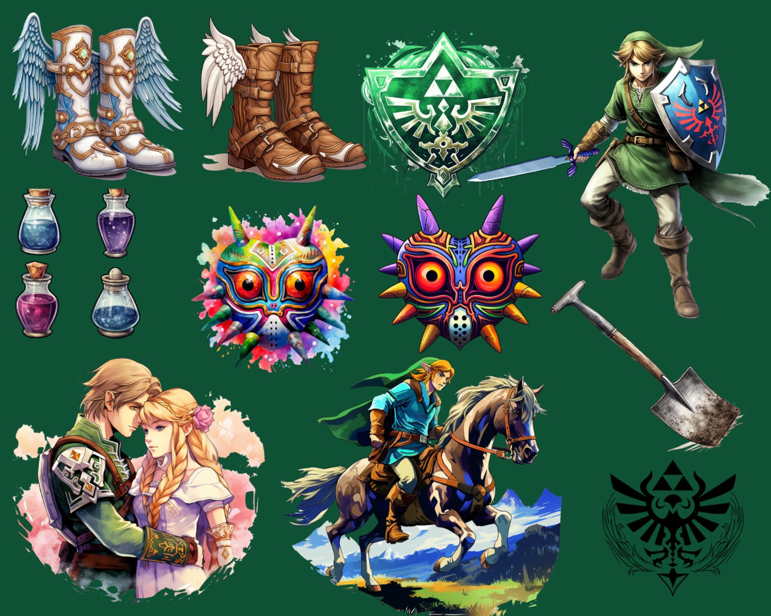Legend of Zelda Clipart Bundle for Gaming Room Decoration, Stickers ...