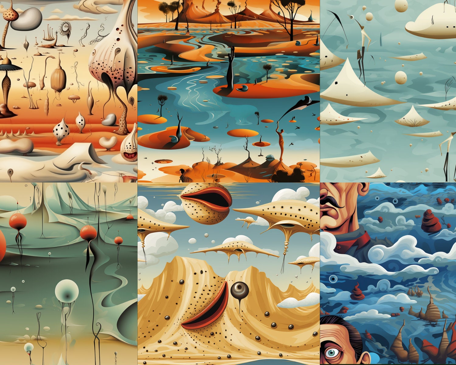 Salvador Dali Surrealism Digital Paper: Seamless Patterns (commercial ...