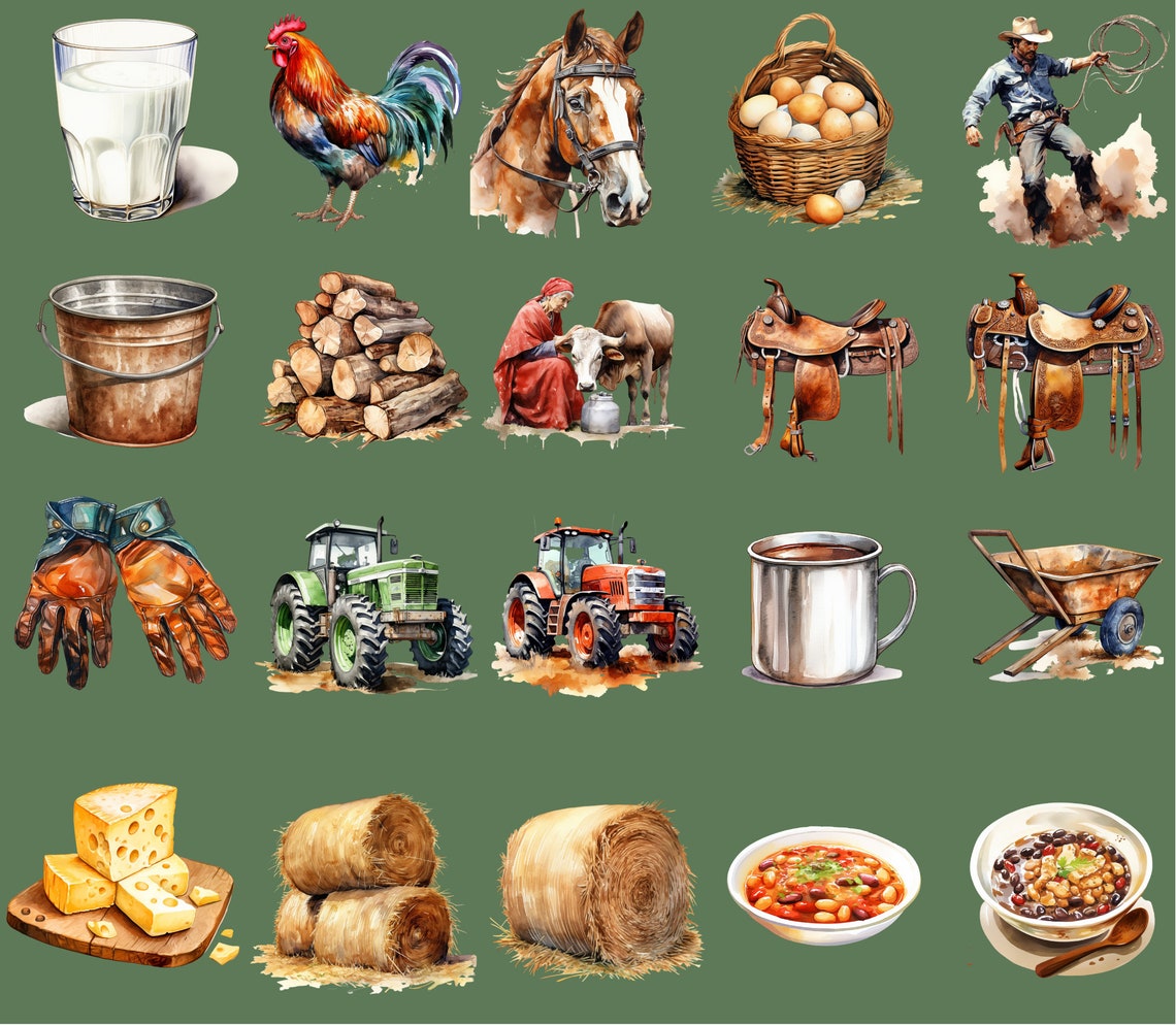 Ranch Clipart Bundle 50 Pngs Transparent Files Ideal for - Etsy