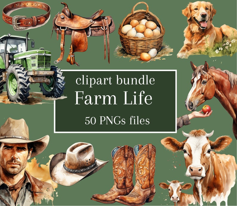 Ranch Clipart Bundle 50 Pngs Transparent Files Ideal for - Etsy