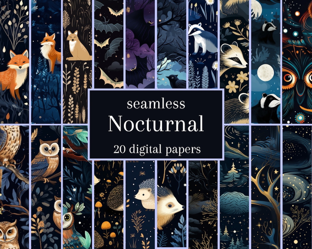 20 Nocturnal Seamless Pattern Digital Paper for Personal or Commercial ...