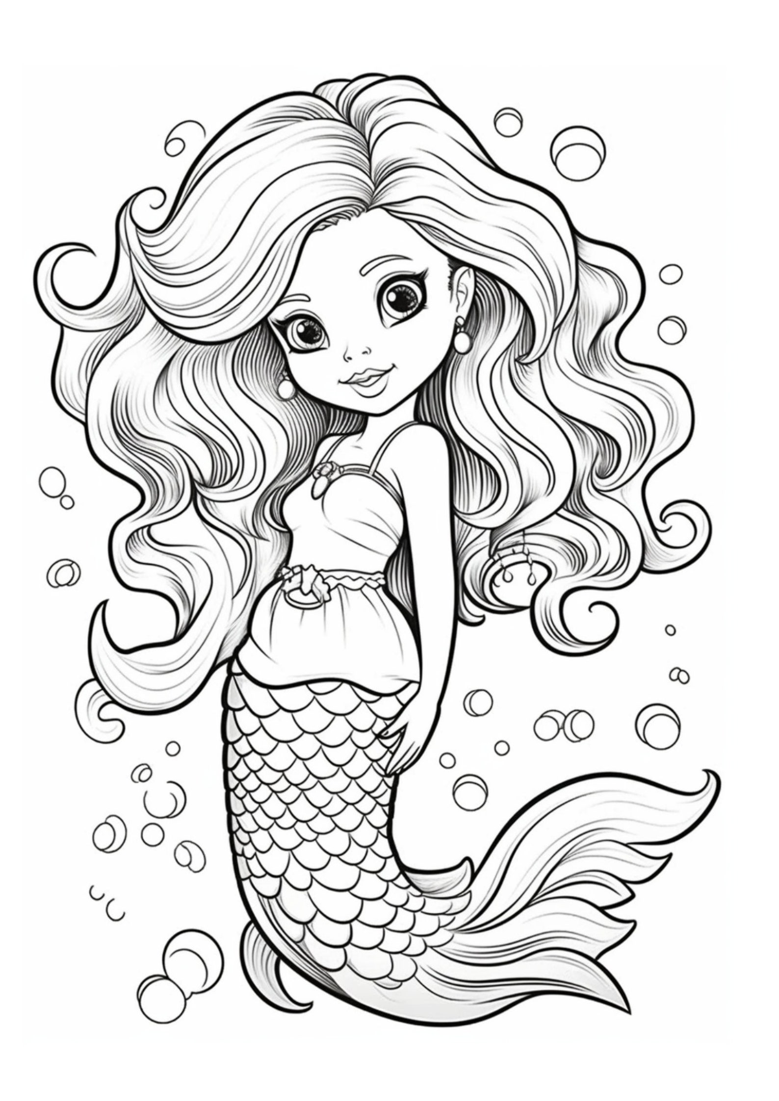 Cute Mermaids Coloring Pages for Kids and Moms Great Indoor Activities ...