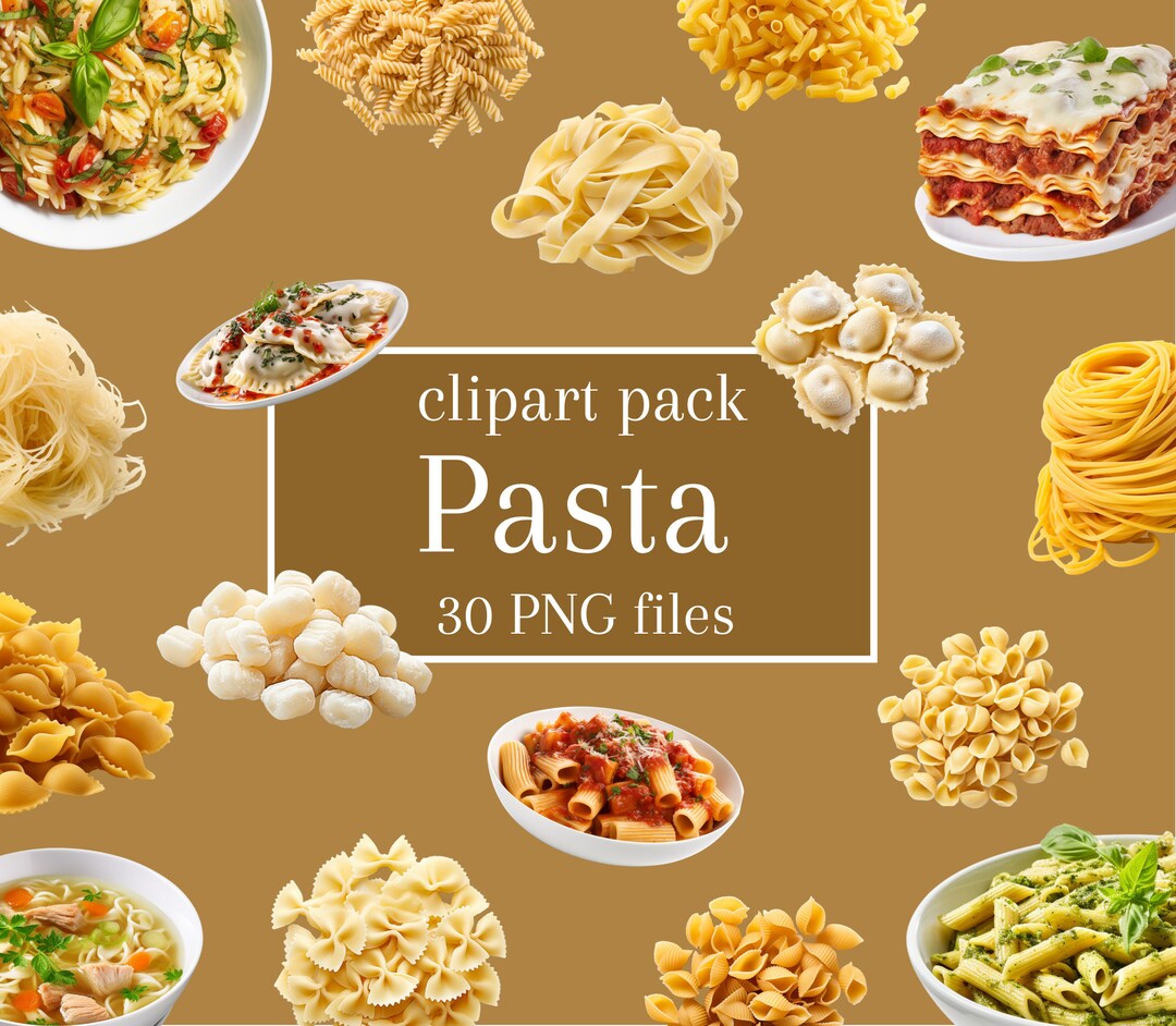 Bundle de cliparts de pâtes : 30 illustrations PNG pour livres de ...
