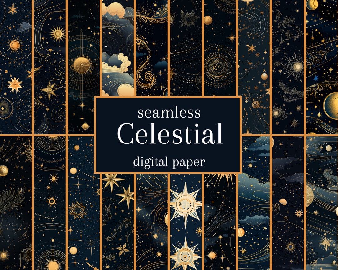 Celestial 20 Seamless Pattern Digital Papers: Stars, Moons and Suns ...