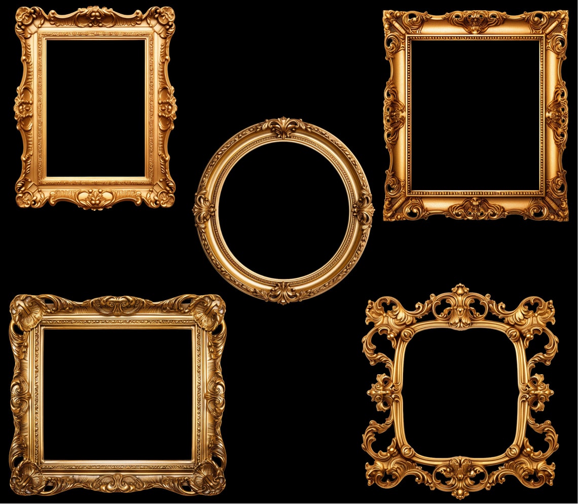 Antique Golden Frames Clipart Pack 20 Pngs Transparent Images - Etsy