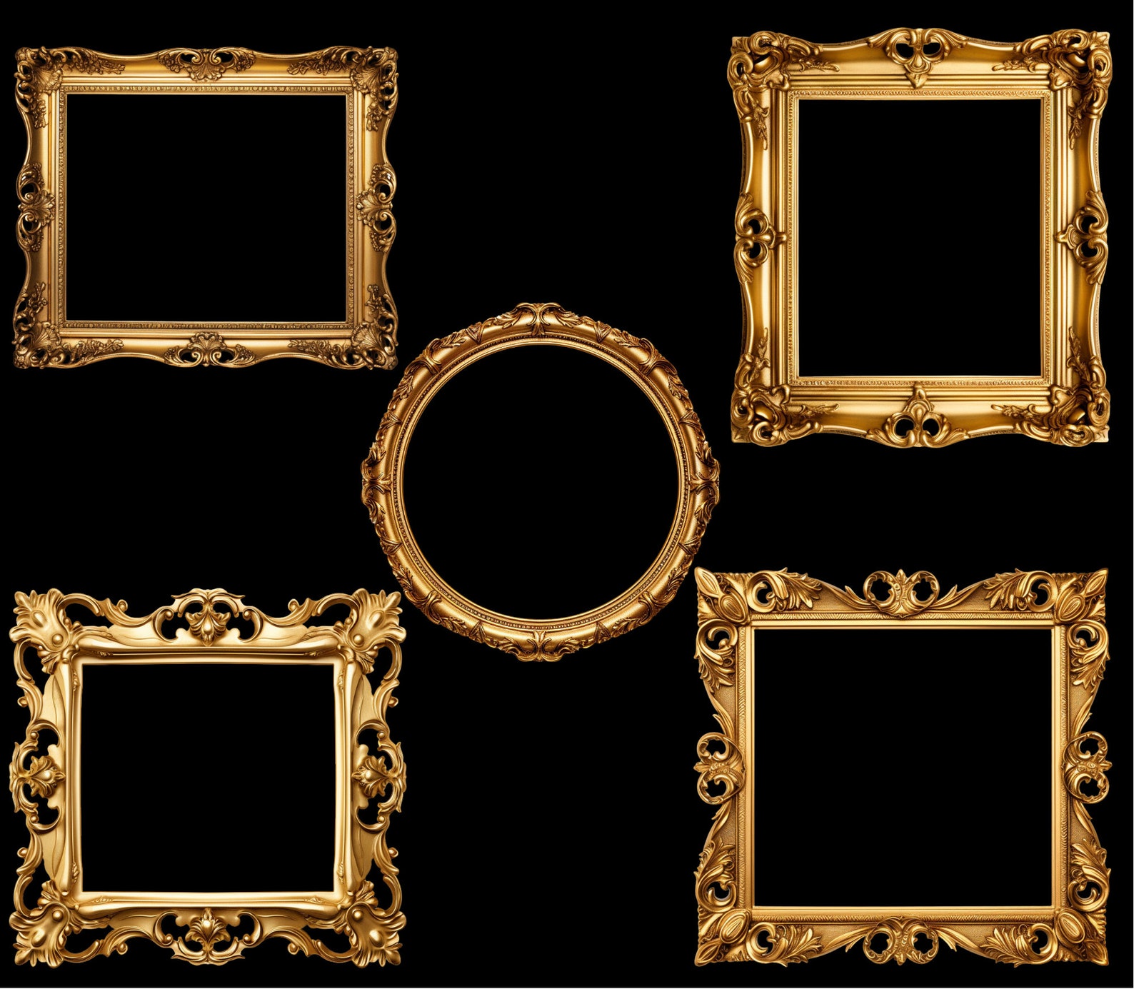 Antique Golden Frames Clipart Pack 20 Pngs Transparent Images - Etsy
