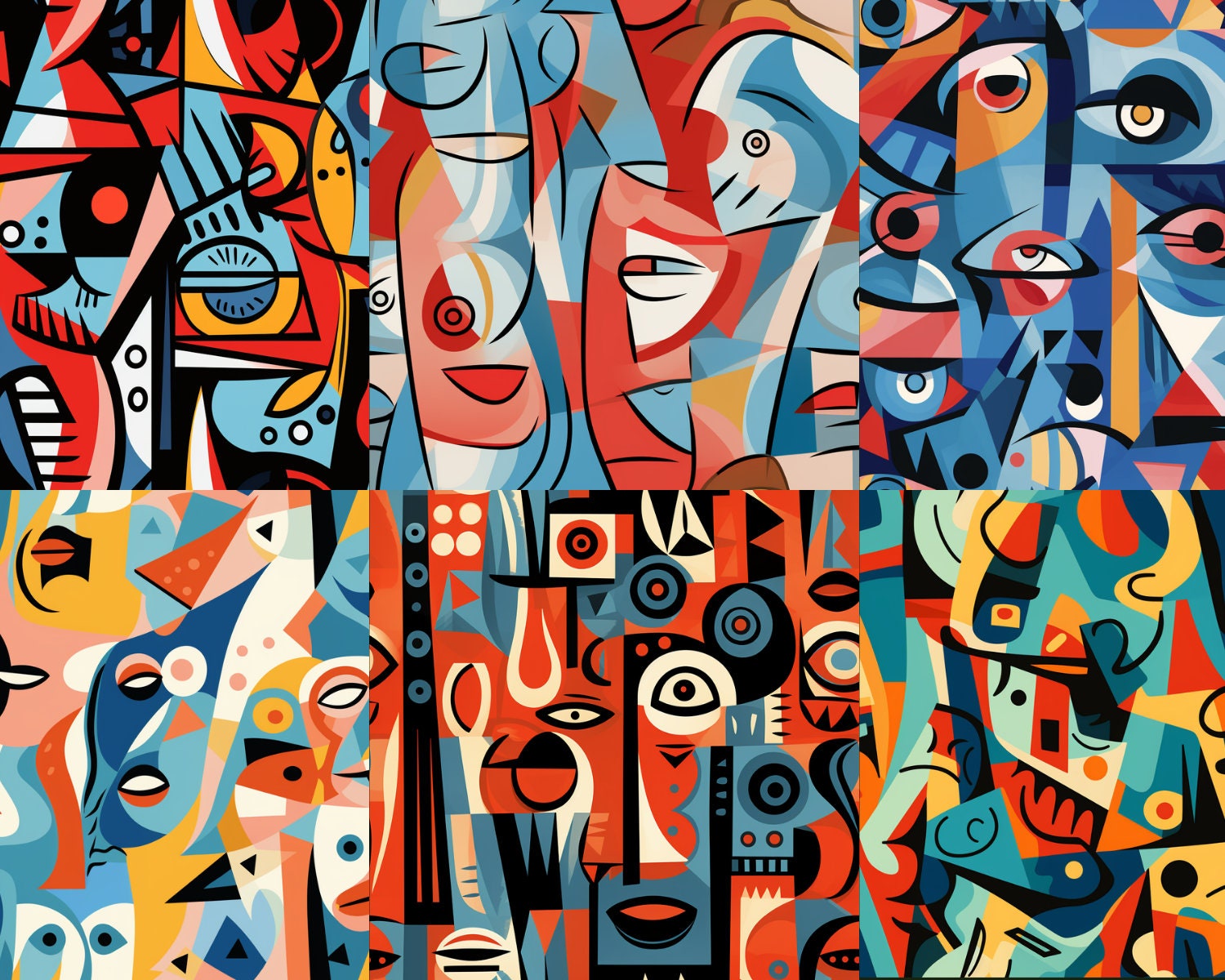 Picasso Cubism Seamless Pattern: 20 Digital Papers (digital Download ...