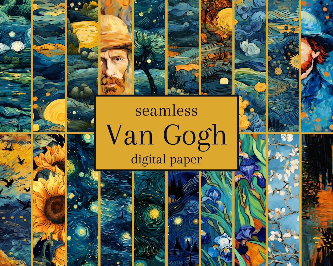 Van Gogh Seamless Pattern 20 Digital Papers Ideal for Wrapping Paper ...