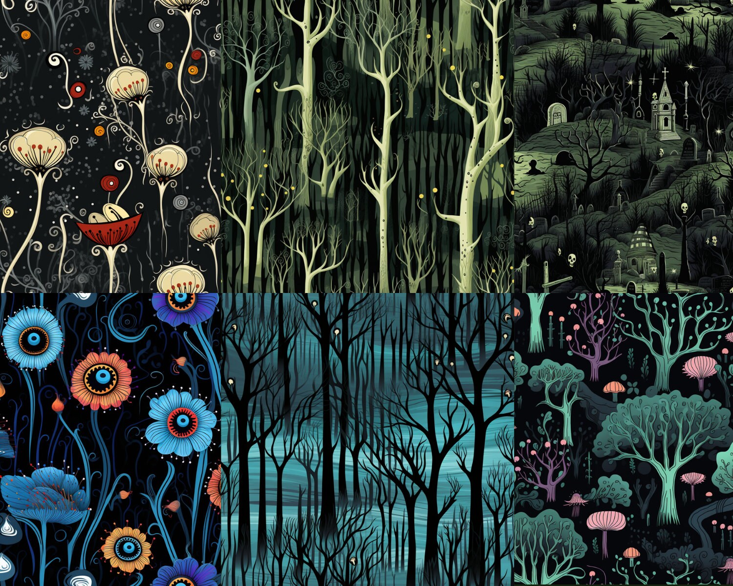 Tim Burton 20 Seamless Pattern Digital Papers Ideal for Wrapping Paper ...