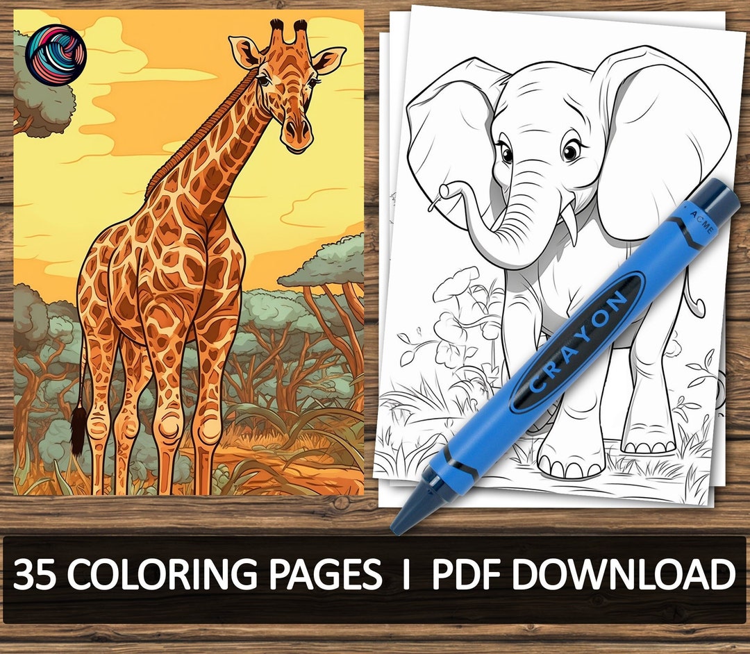 Safari Animals Coloring Book for Kids and Moms Indoor Activity for ...