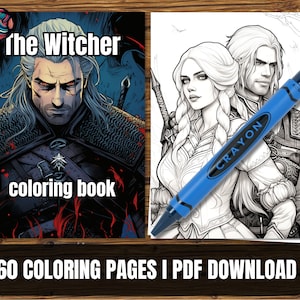 The Witcher Coloring Book for Adults Plus 6 Free Posters for Witcher 3 ...