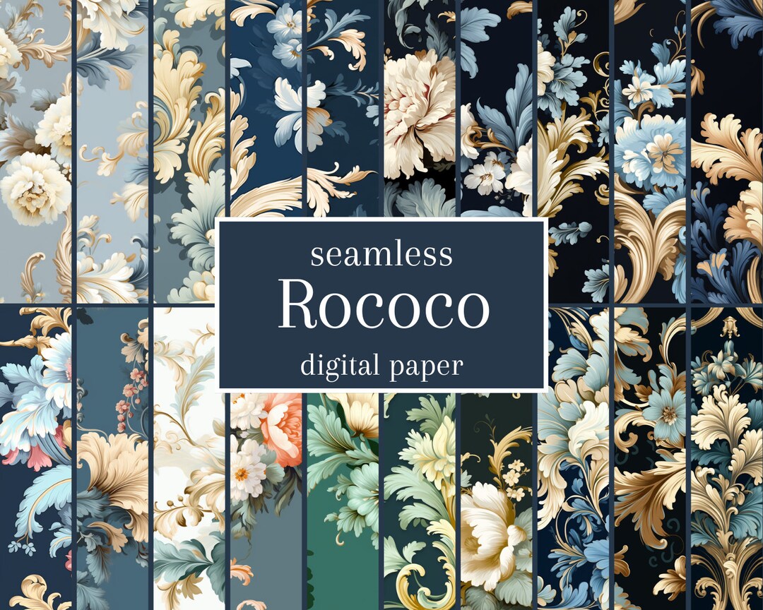 Rococo 20 Seamless Pattern Digital Papers Ideal for Wrapping Paper ...