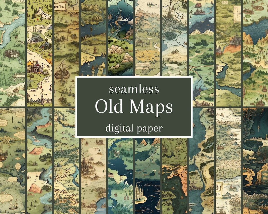 Old Vintage Maps 20 Seamless Pattern Tiles Inspired by Tolkien - DIY ...