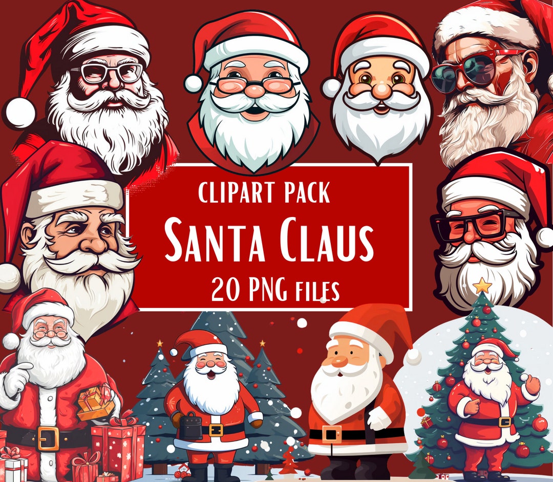 20 Cute Santa Claus Clipart Pack for Stickers, Illustrations, Web ...