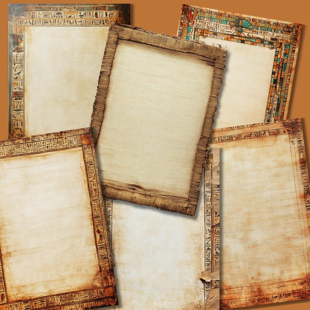 25 Ancient Egypt Papyrus Blank Pages - Printable Journal Kit Frames ...