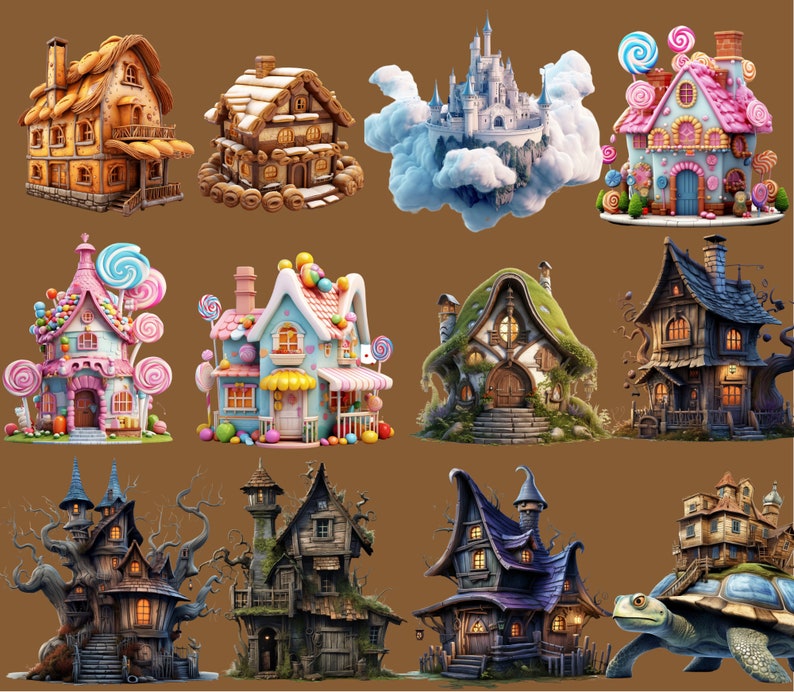 Magical and Enchanted Houses Clipart Bundle of 50 Pngs Images - Etsy