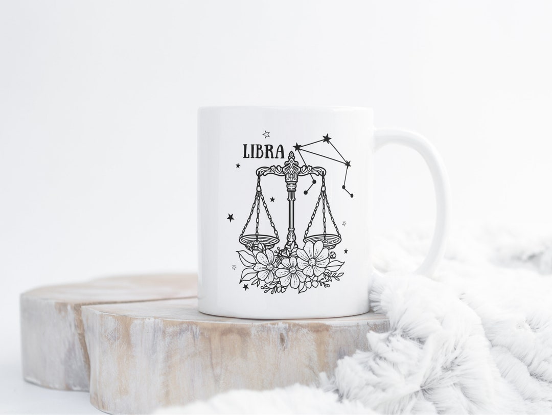 Zodiac Mug Libra Mug Birth Flower Mug Ceramic Coffee Cup Zodiac Sign ...