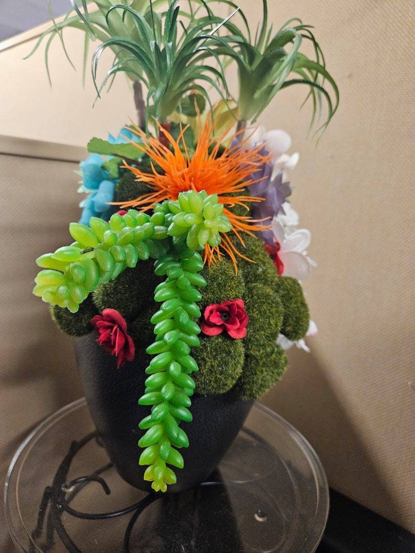 Glass Vase Centerpiece, Charcoal, Multi-color Succulents, Mini Red ...